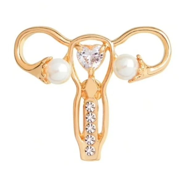 Jewelry | Cuterus Pin Gold Color Anatomical Uterusvagina Pin Pearllike ...